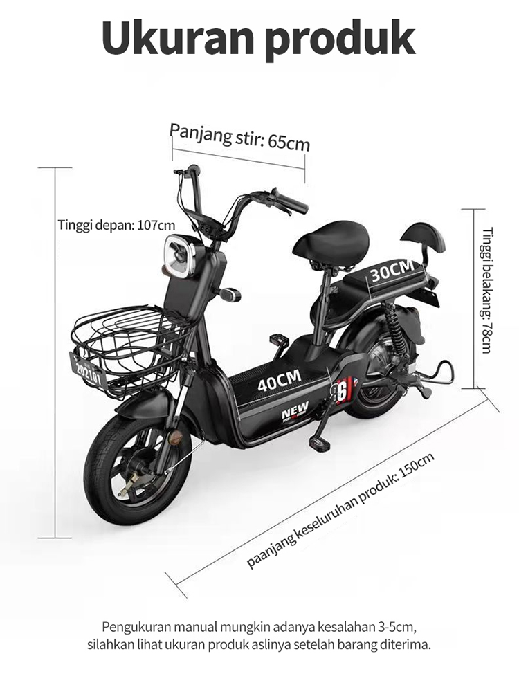 Jual Sepeda Listrik City 500 Watt Sepeda Motor 48V/12AH Sepeda Listrik ...