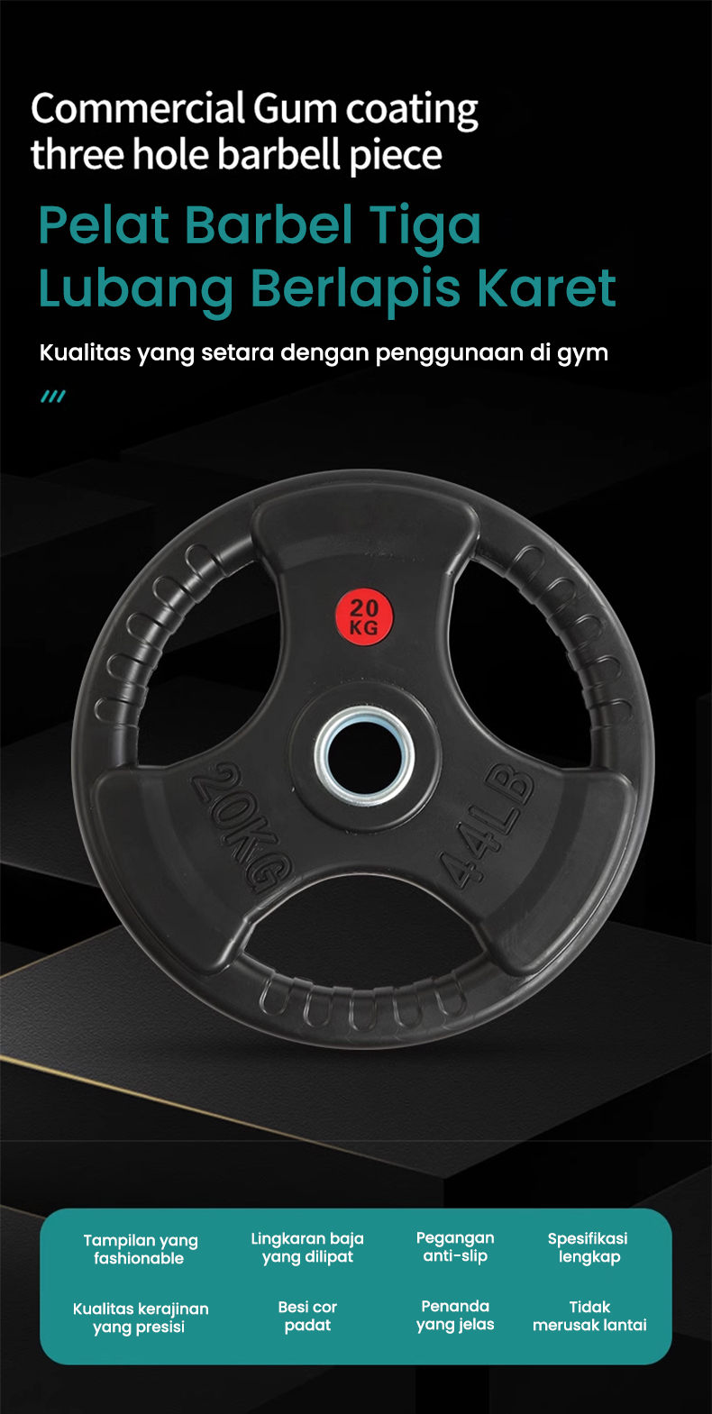 Jual Rubber Coated Barbell Plate 2.5KG / 5KG 5CM Weight Plate Piringan Beban Plat Barbel Dumbell ...