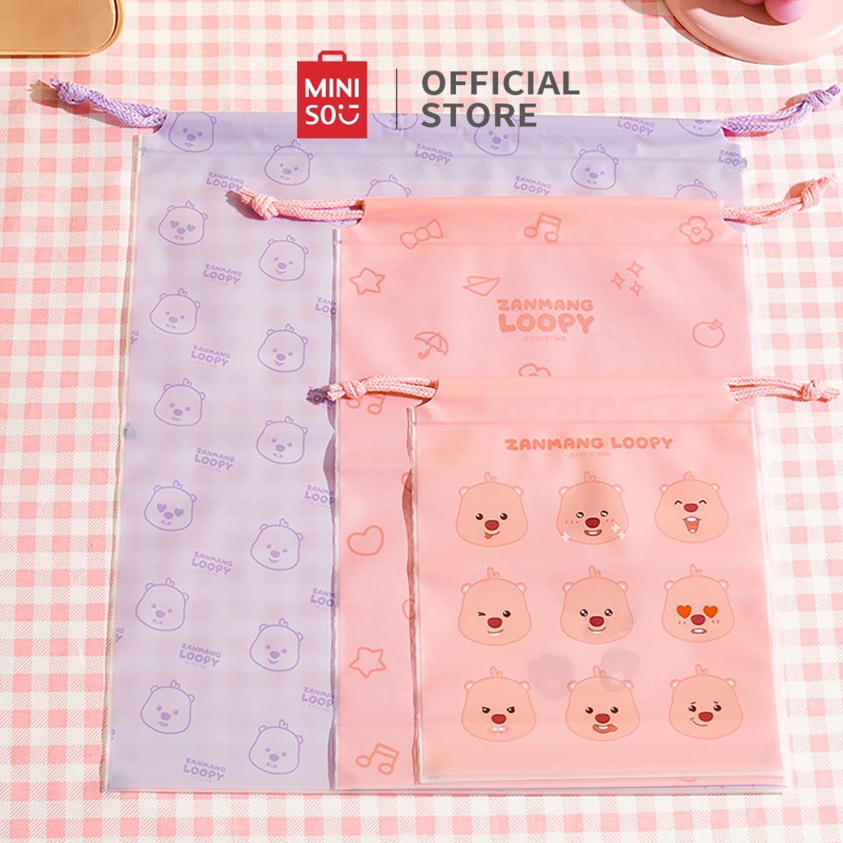 Jual Miniso x ZANMANG Loopy Collection Tas Penyimpanan Travel Bags Drawstring Tas Kemasan ...