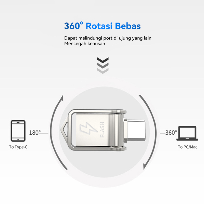 Jual OLYPS Flashdisk OTG Type C + USB 2 in 1 Dual Port 128G 64GB Flash ...