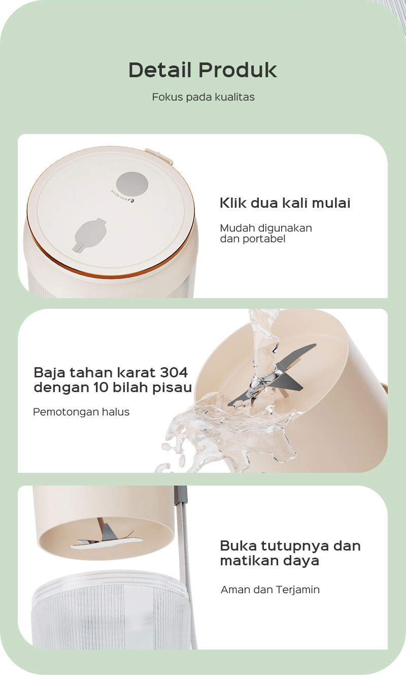 Jual HAN RIVER Blender Portable 400ml Juicer Usb Putih HRJC03WT | Shopee Indonesia