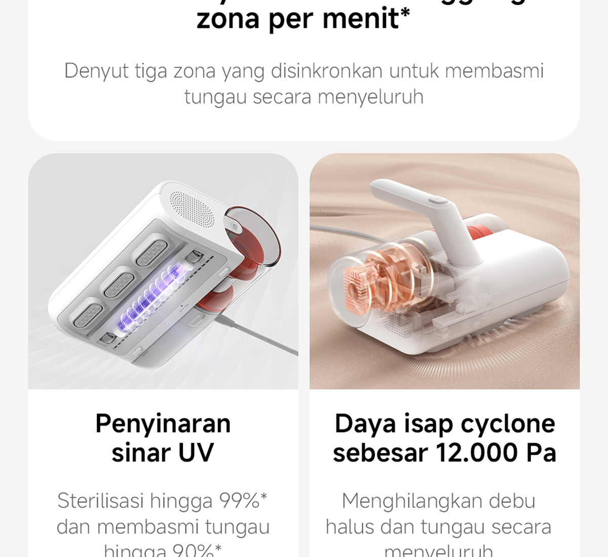 Jual Xiaomi Dust Mite Vacuum Cleaner | Daya Isap Cyclone 12.000 Pa ...