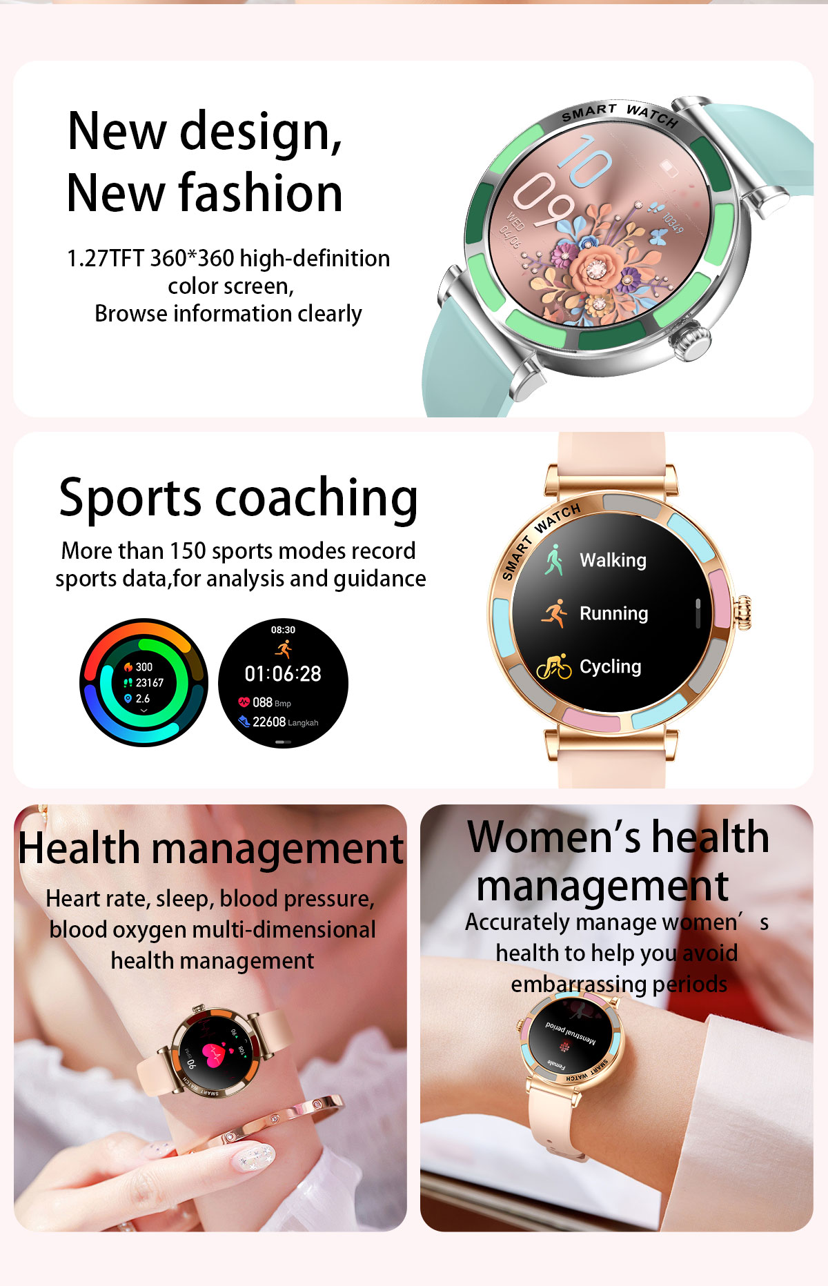 Jual Aolon Lily R2 Smartwatch Wanita 41mm Slim Bluetooth Call Custom ...