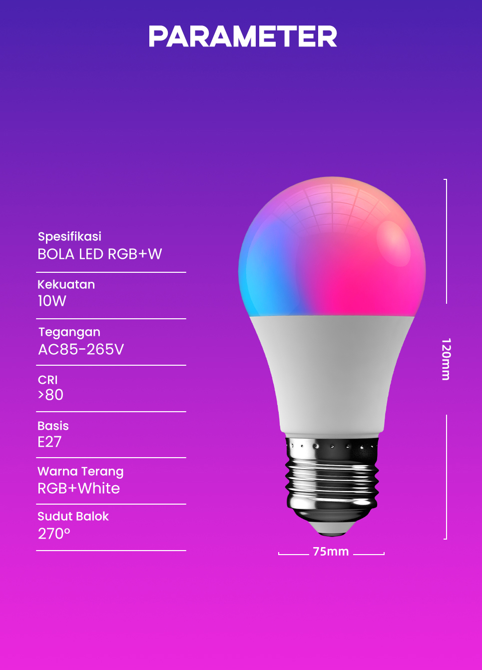 Jual HAN RIVER Smart Lampu LED Bulb 10W APP Bluetooth RGBW DIY Lampu ...