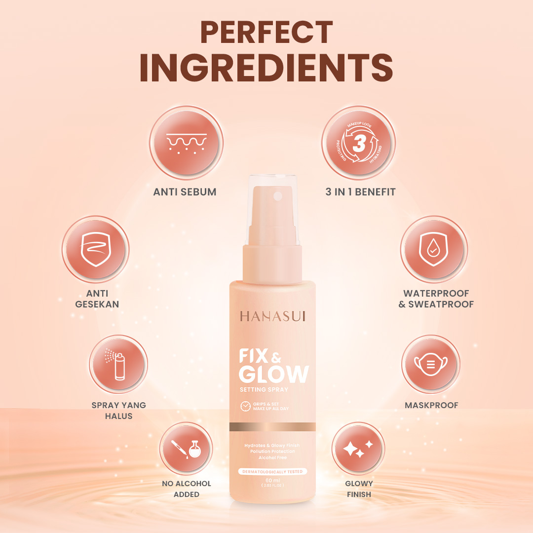 Jual Hanasui Fix & Glow Setting Spray - Setting Spray Glowy Finish Make ...