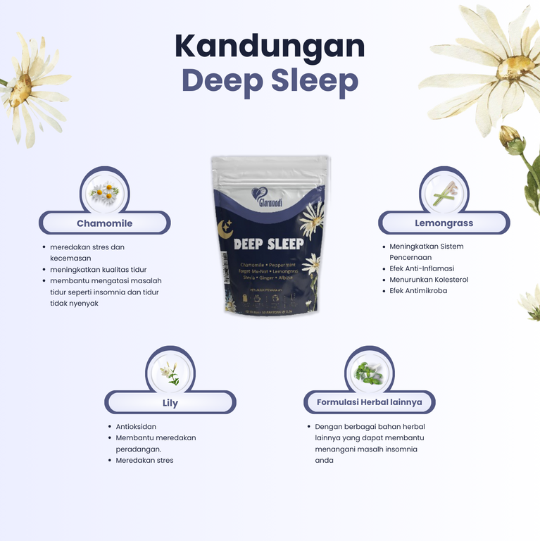Jual GLARANADI - Teh Bunga Insomnia & Mempermudah Tidur Deep Sleep / Chamomile (Valerian Blend ...