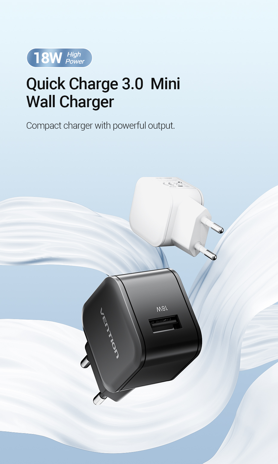Jual Vention Fast Charger USB Adaptor Mini Small Android Apple QC 3.0 ...