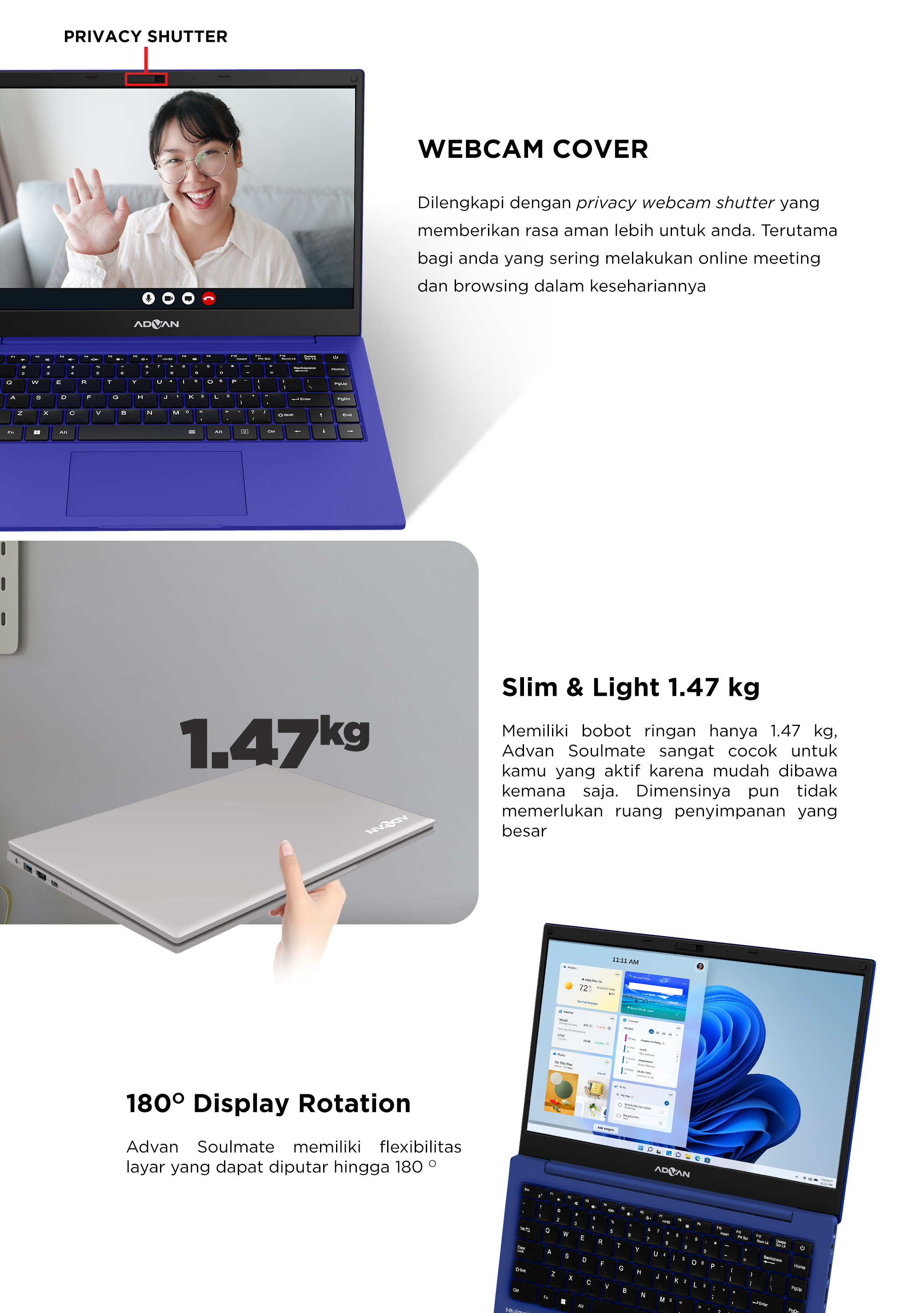 Jual ADVAN Laptop Notebook i3 Gen Intel 115G4 14" Inch FHD IPS 8GB ...