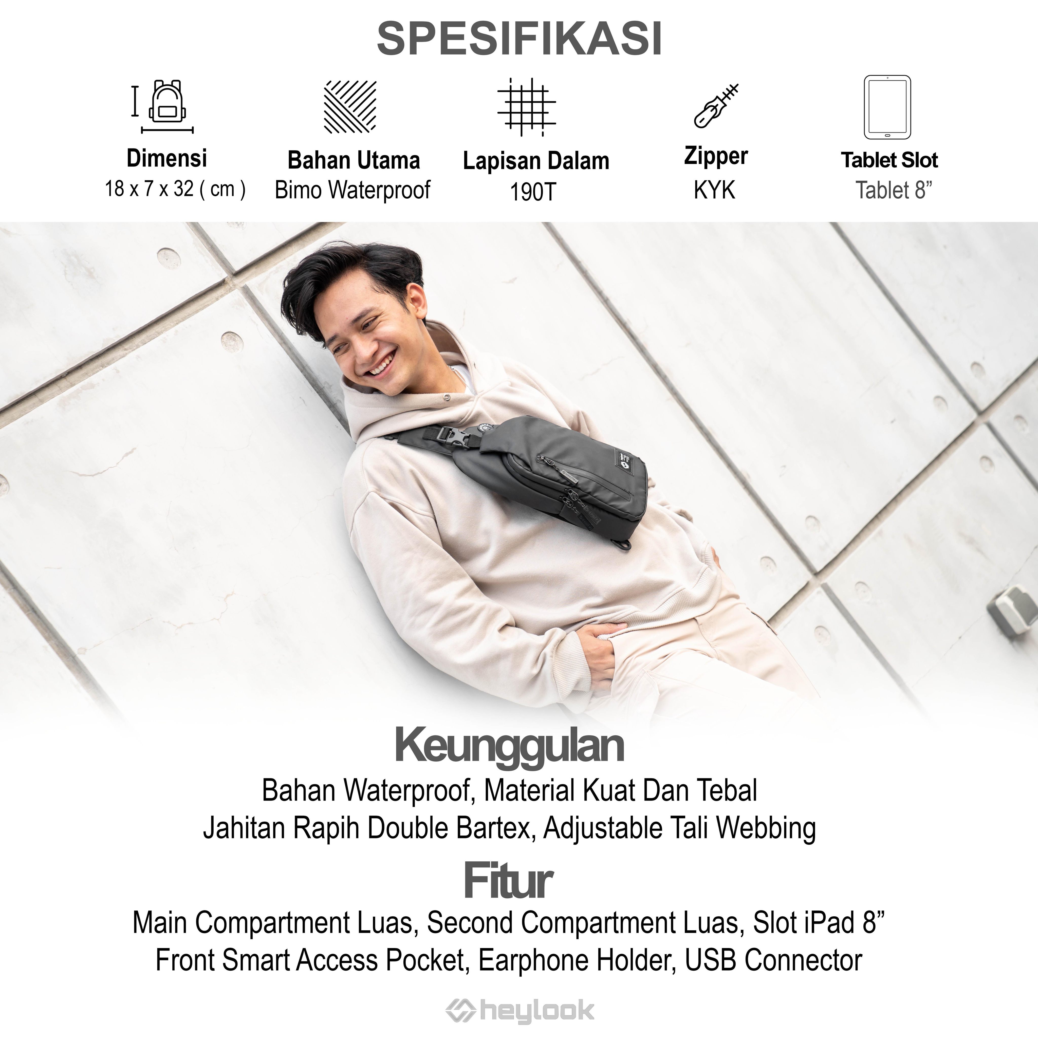 Jual HEYLOOK Official - Sling Bag Pria TREVOR Tas Selempang Cowok Waist ...