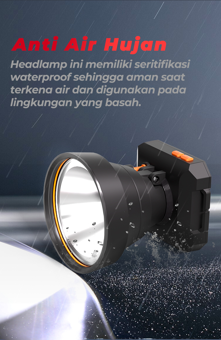 Jual AOKI Senter Kepala 40W 60W cahaya terang USB type C baterai lithium tahan lama adaptor 5V2A ...