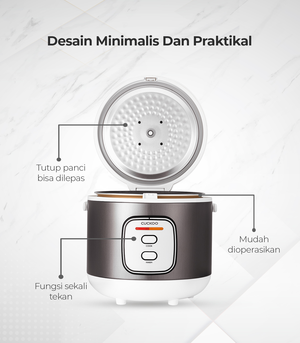 Jual CUCKOO Low Watt Mechanical Rice Cooker 1.8 L CR-1005 Magic Com ...