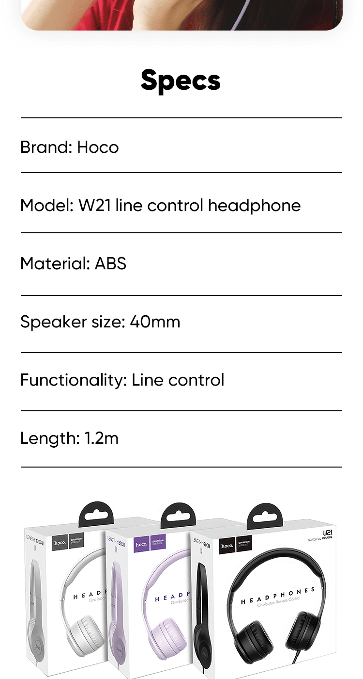 Jual HOCO Headphone Wired Control Earphone Headset Bass Stereo 3.5mm ...