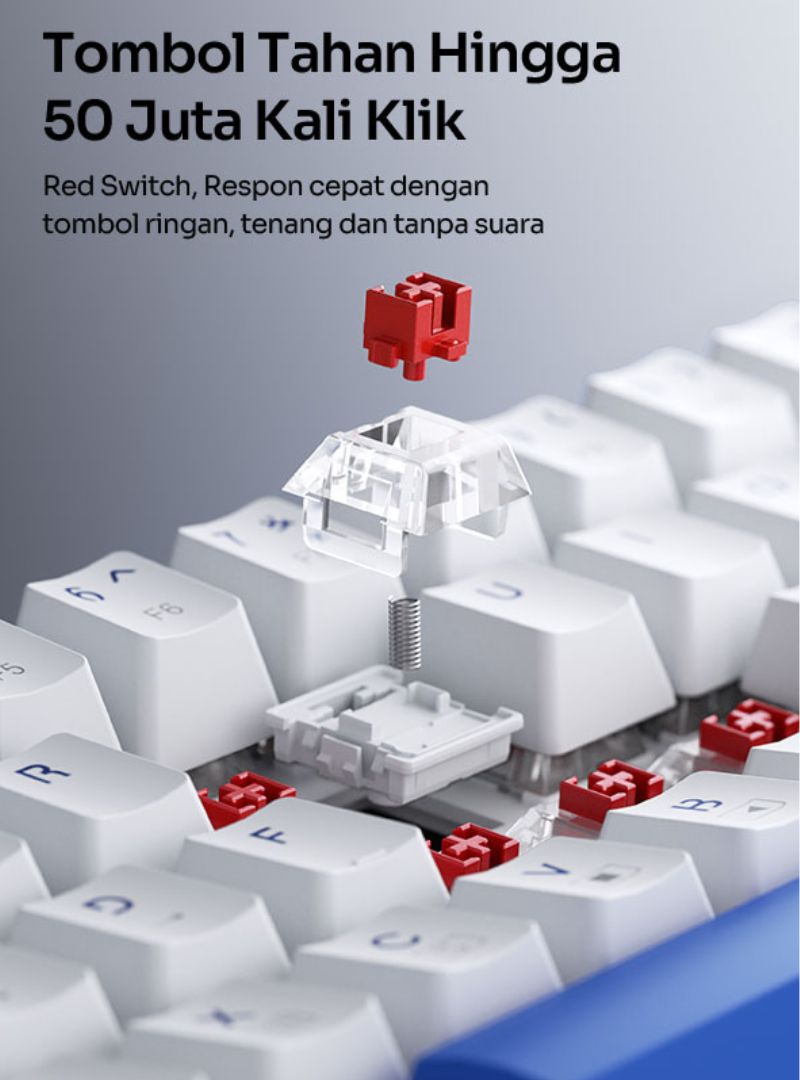 Jual ROBOT Mechanical Gaming Keyboard Wired Compact 63 Keys PBT Keycaps ...