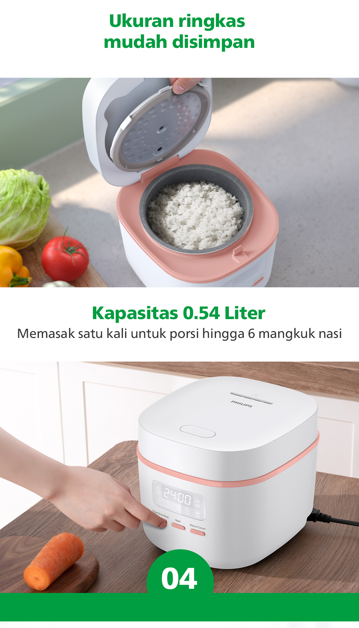 Jual Philips Mini Digital Rice Cooker / Magicom HD3064/33 0.54 L - 400 ...