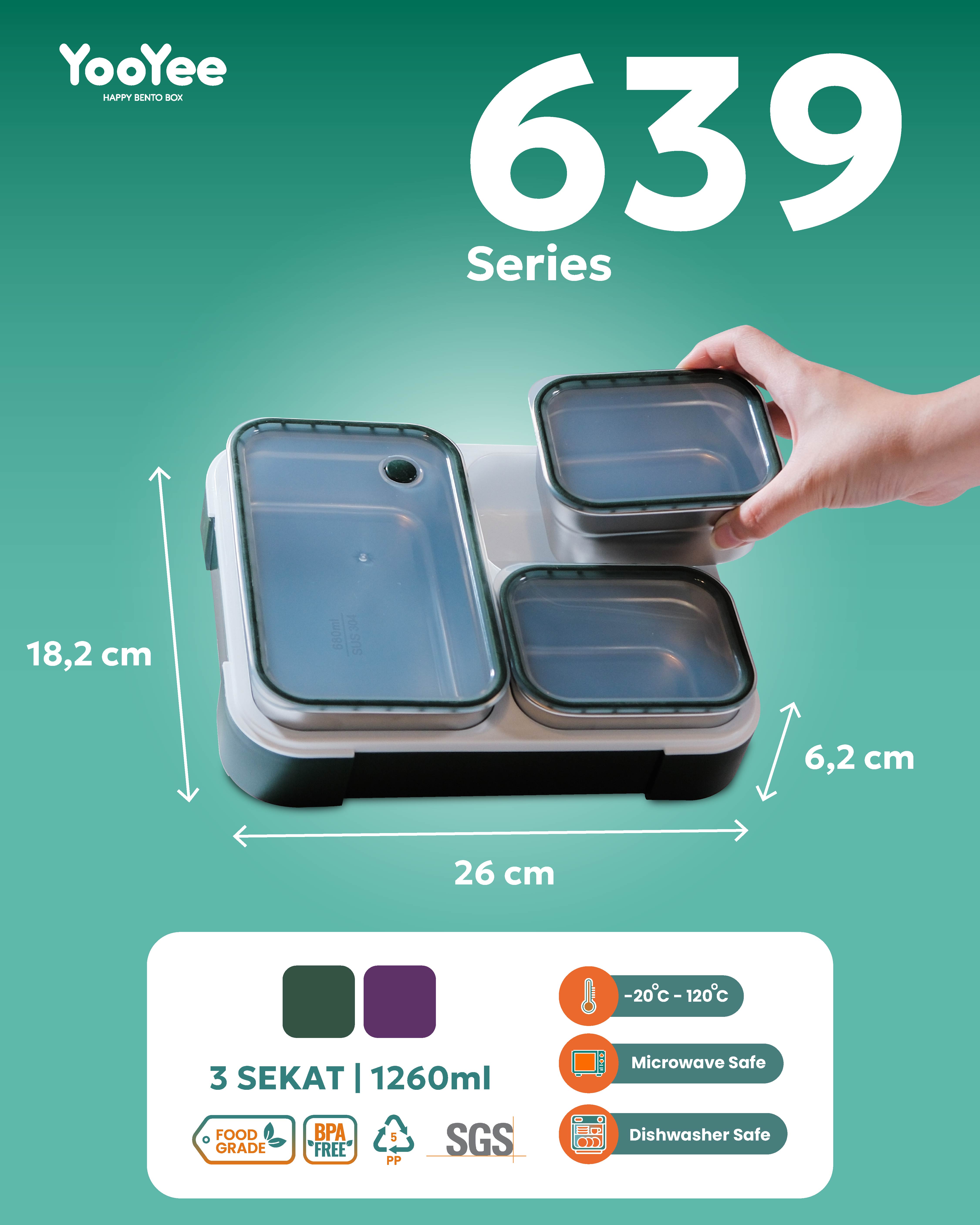 Jual Yooyee 639 Kotak Makan Stainless 3 sekat 1260ml | Shopee Indonesia