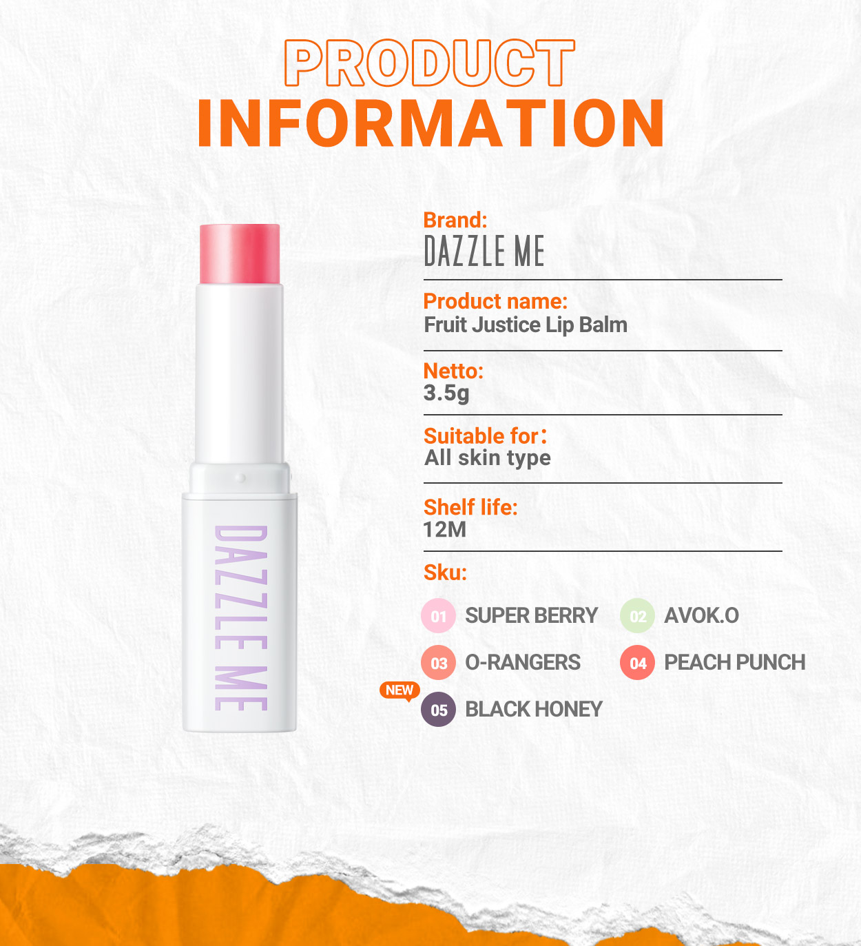 Jual DAZZLE ME Fruit Justice Lip Balm Moisturizing Vitamin E Baby Lips ...