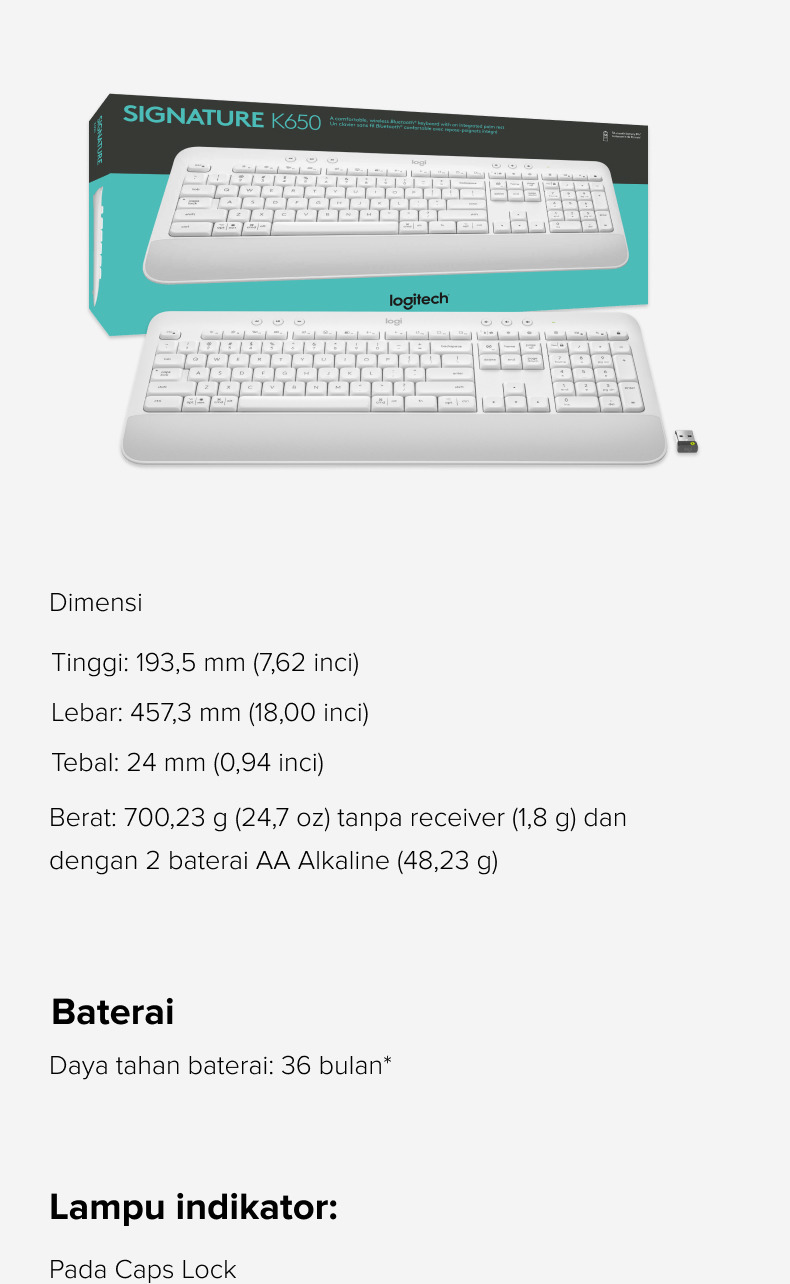 Jual Logitech Signature K650 Keyboard Wireless Bluetooth Comfort dengan ...