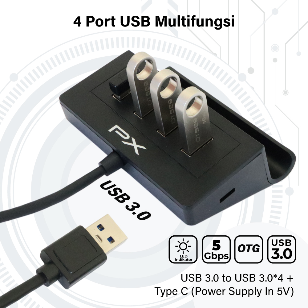 Jual USB Hub Adapter USB 3.0 Converter Laptop Phone Holder 4 in 1 PX ...