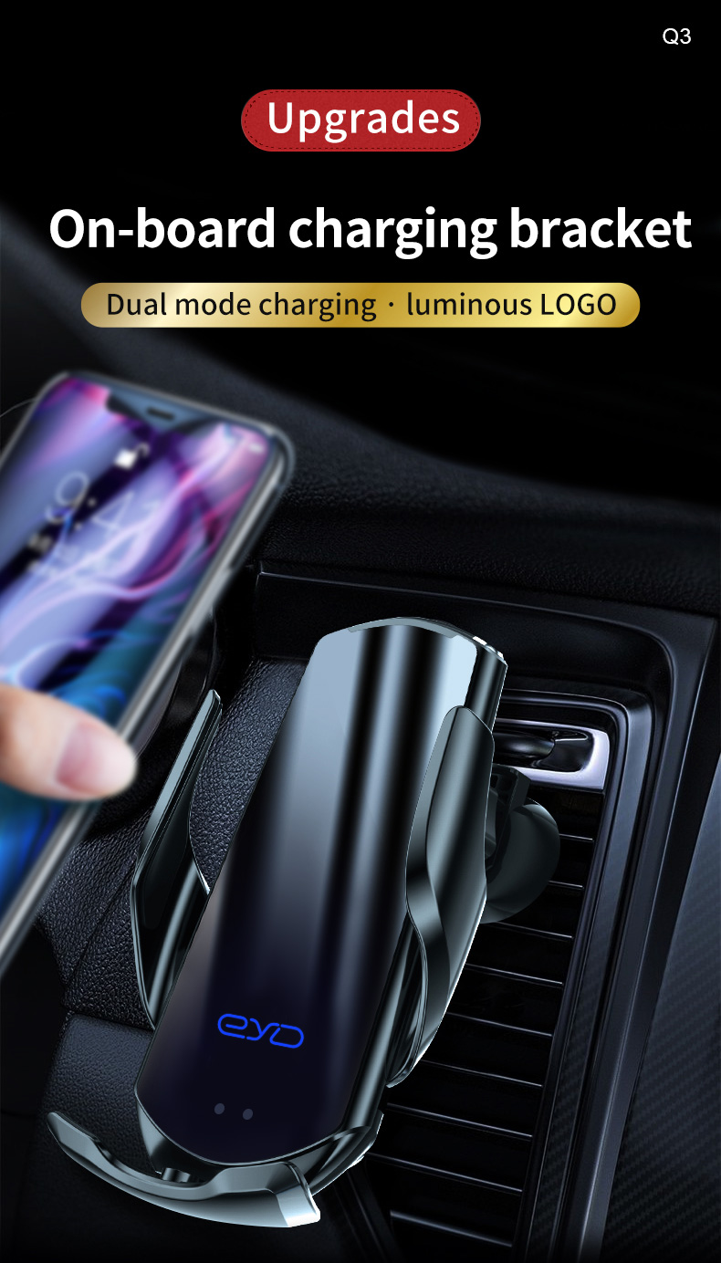 Jual EYD Q3 Car Wireless Charger Mobil Holder 15W Fast Magnetic Bottom ...