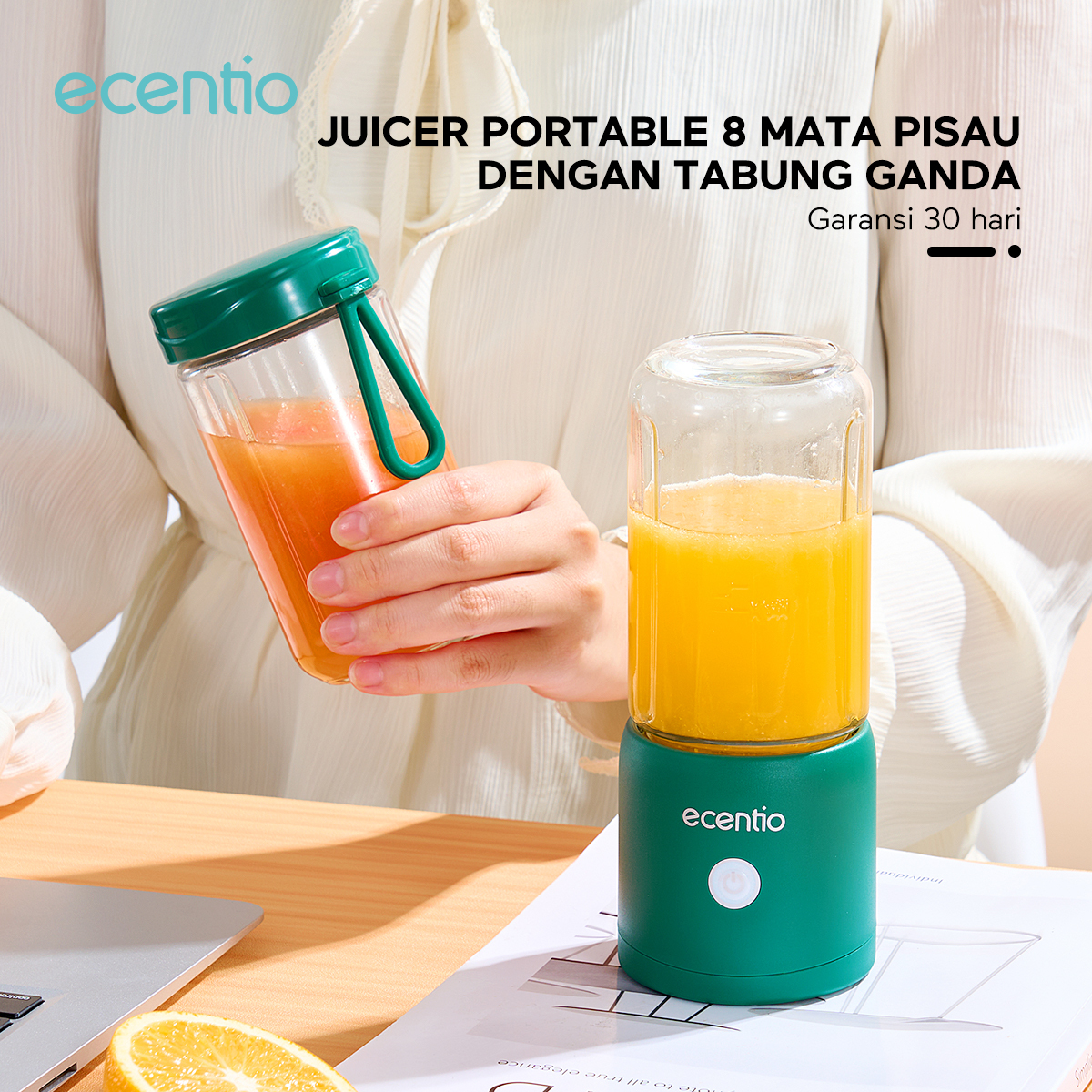 Jual ecentio Kaca blender juicer mini jus 380 ml+380 ml Usb jus 8 mata pisau/380ml 6 mata pisau ...