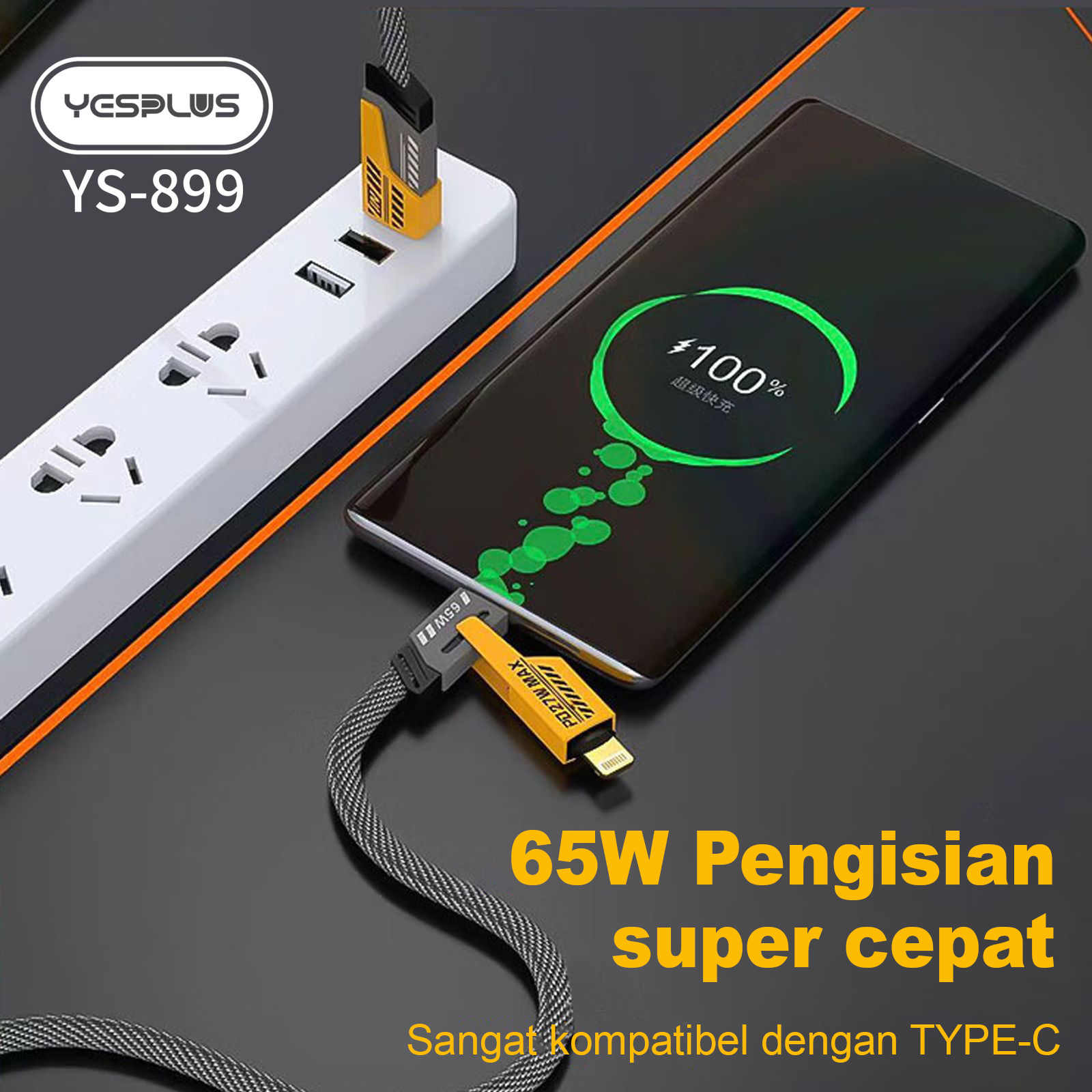 Jual Kabel data YESPLUS YS-899 4IN1 Convertible Metal Fast DataCable ...