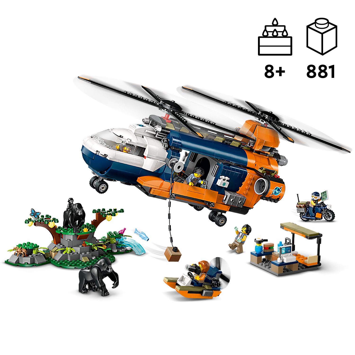 Jual LEGO City 60437 Jungle Explorer Helicopter at Base Camp (881 ...