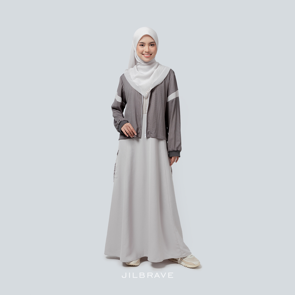 Jual JILBRAVE Lany Dress Gamis Wanita Model Rok Cargo Boyish Style dengan Outer Menyatu | Shopee ...