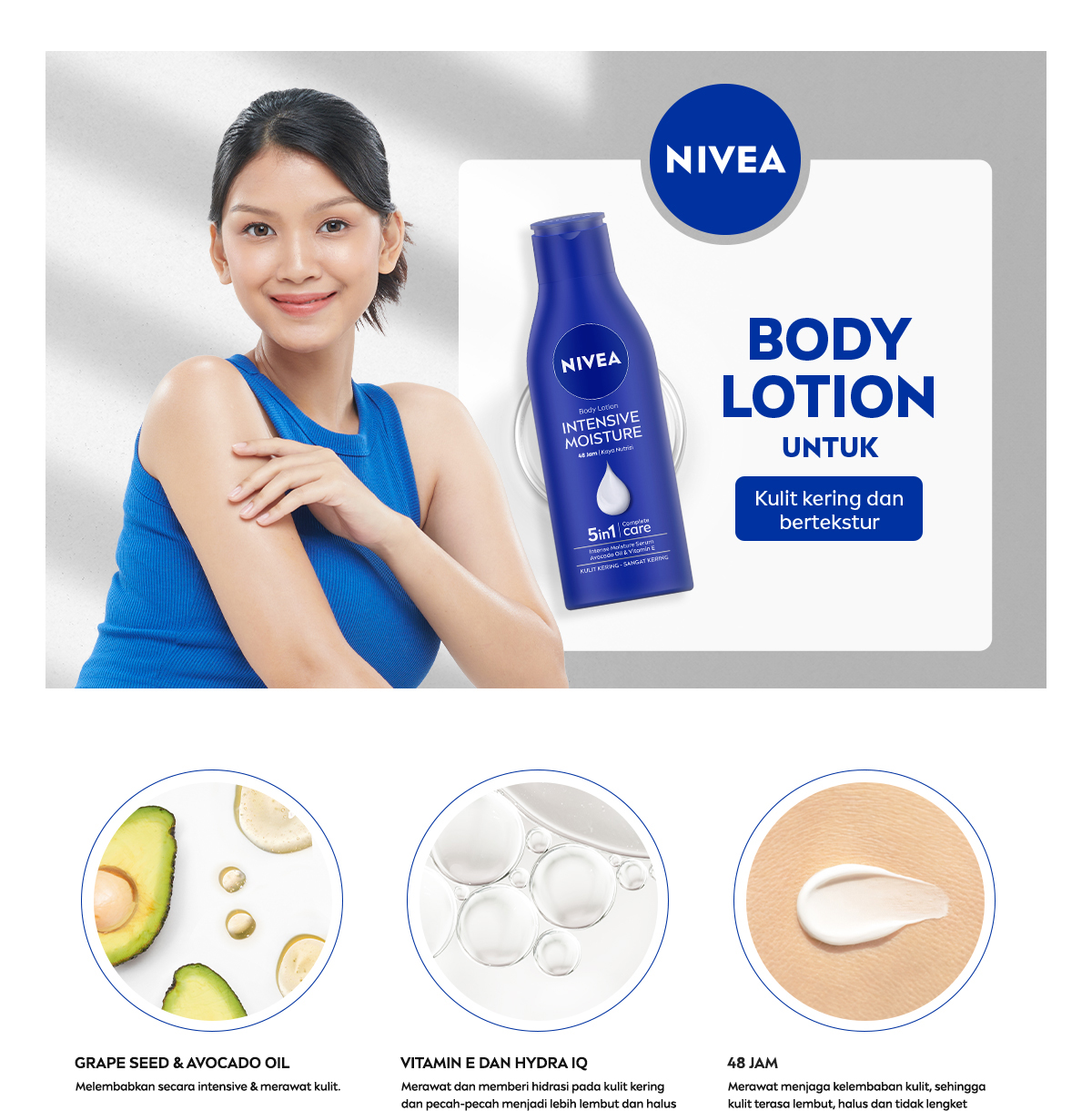 Jual NIVEA Body Lotion Intensive Moisture 190ml - Hand body lotion mositurizer 48 jam body care ...