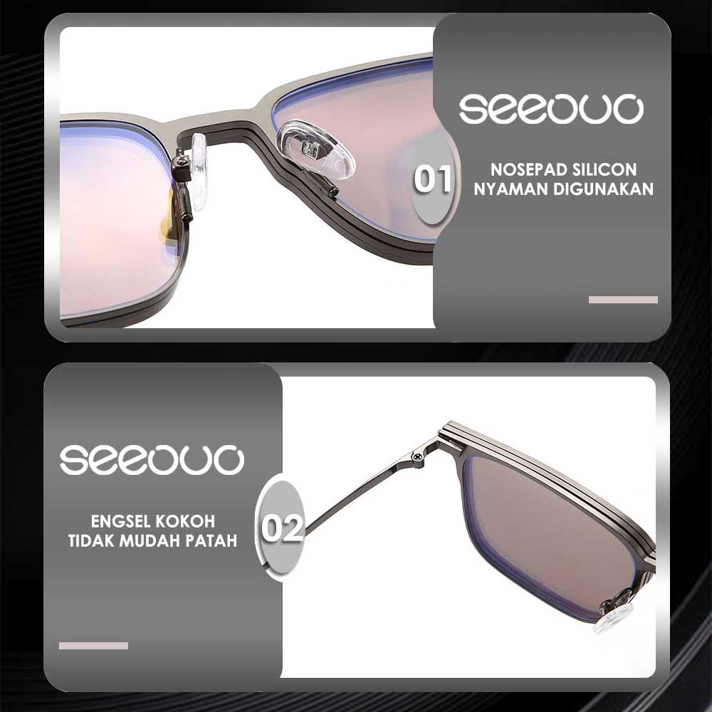 Jual Seeouo Kacamata Clip On Antiradiasi Blueray 3in1 Polarized Night Vision Lens Model kotak ...