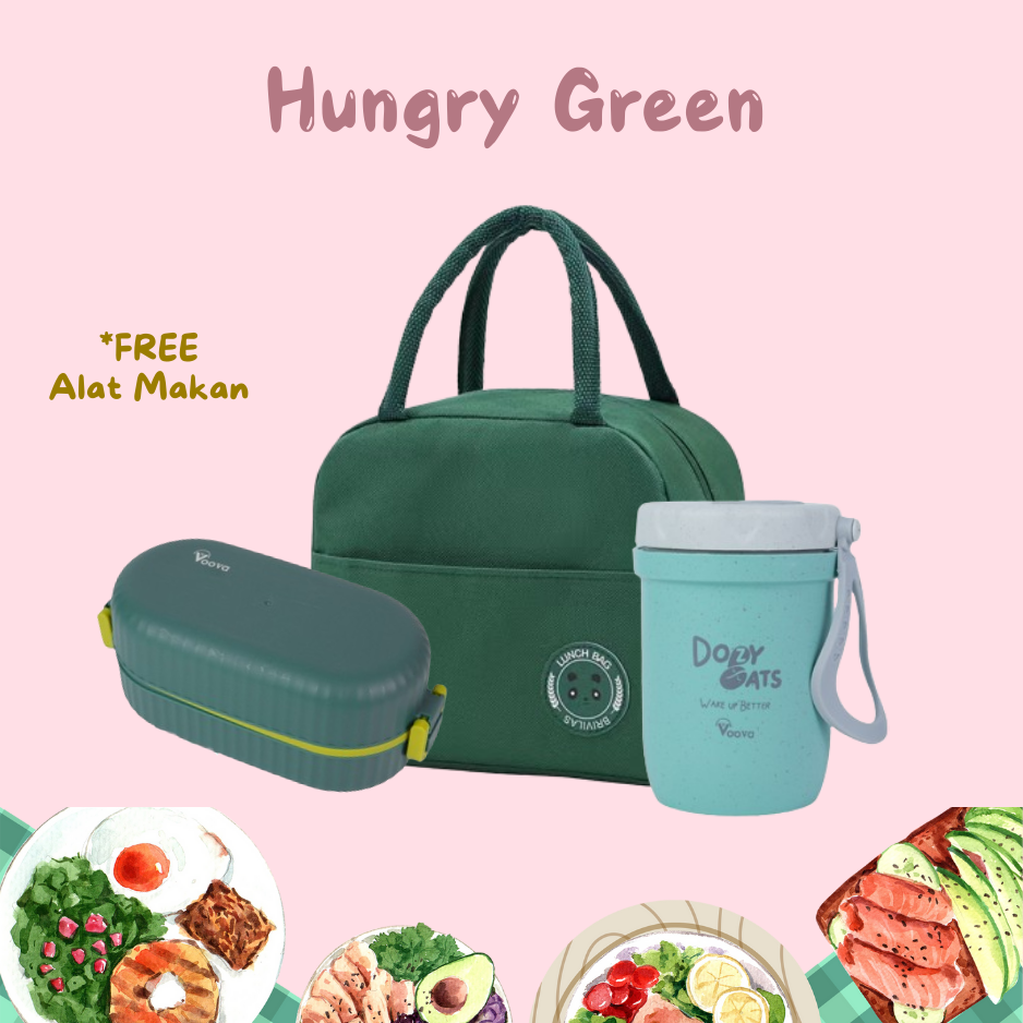Jual VOOVA Set Hungry/ Lunch Box 3 In 1/ Kotak Bekal Lengkap/ Lunch Box ...