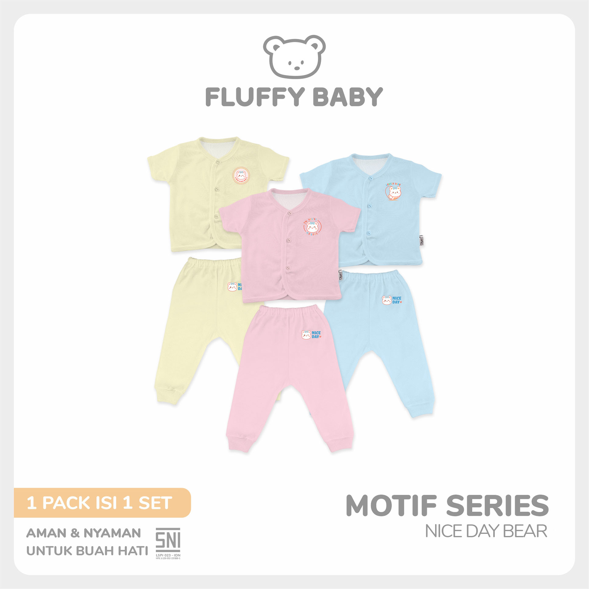 Jual FLUFFY Setelan Baju Lengan Pendek Celana Panjang (Isi 3Pasang) NDB ...