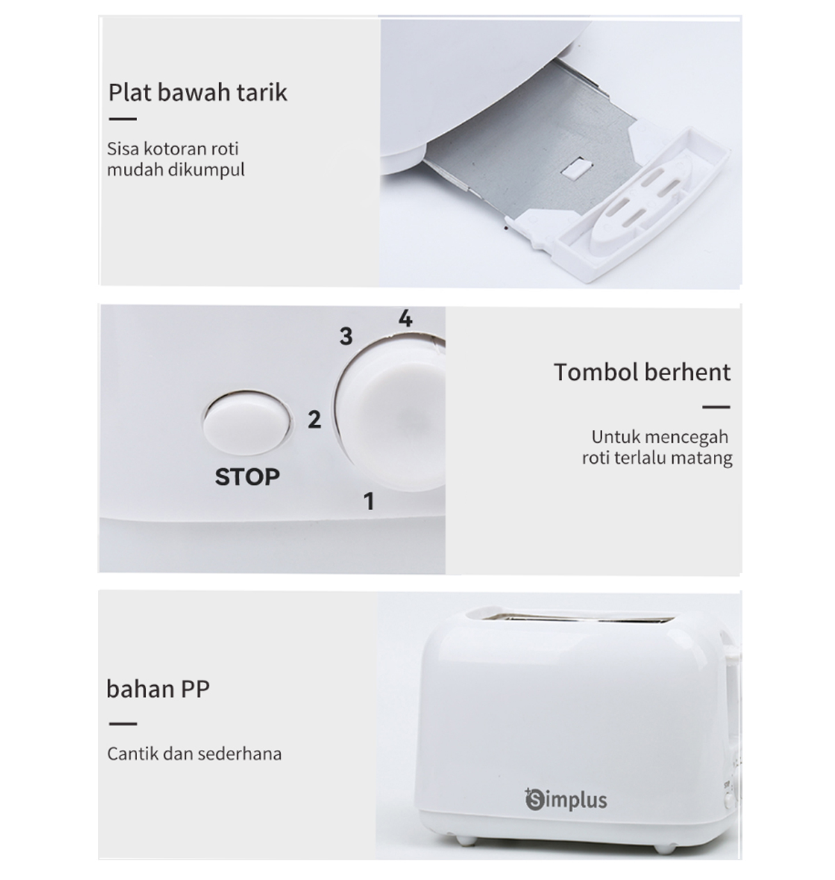 Jual Simplus Toaster Pemanggang Roti 2 Slot bakar listrik Multifungsi ...