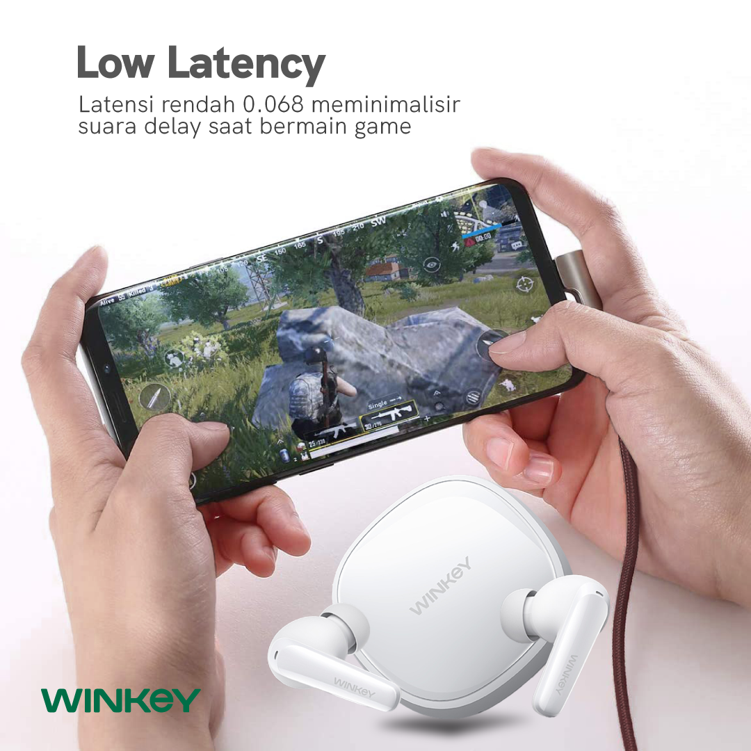 Jual WINKEY TWS Bluetooth Earphone Soundwave ENC Low Latency - WIE26 | Shopee Indonesia