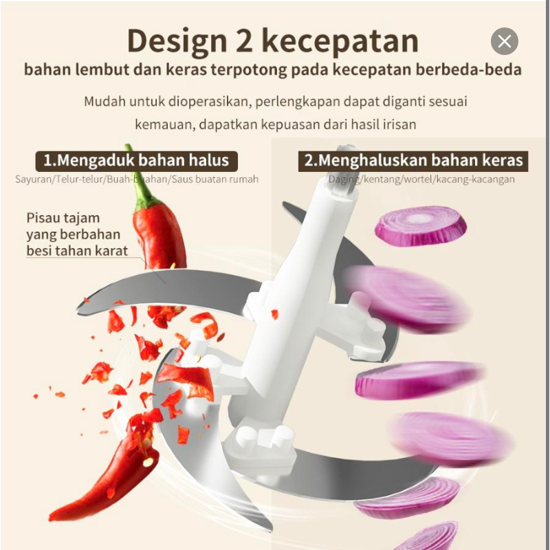 Jual LUNALIFE Food Chopper FP02B Chopper Kaca 2L Food Processor 300W ...
