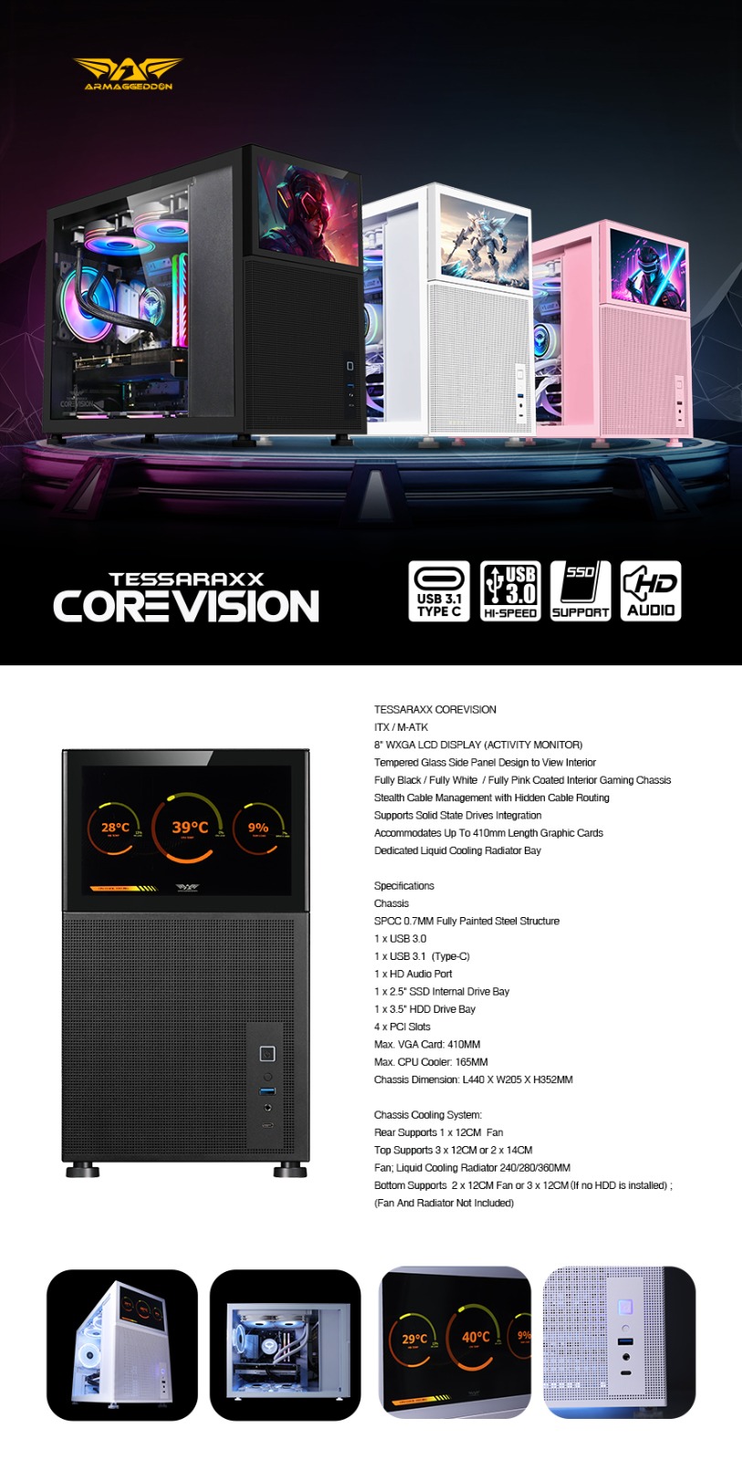 Jual Casing Gaming Armaggeddon Tessaraxx Corevision M-ATX Gaming PC ...