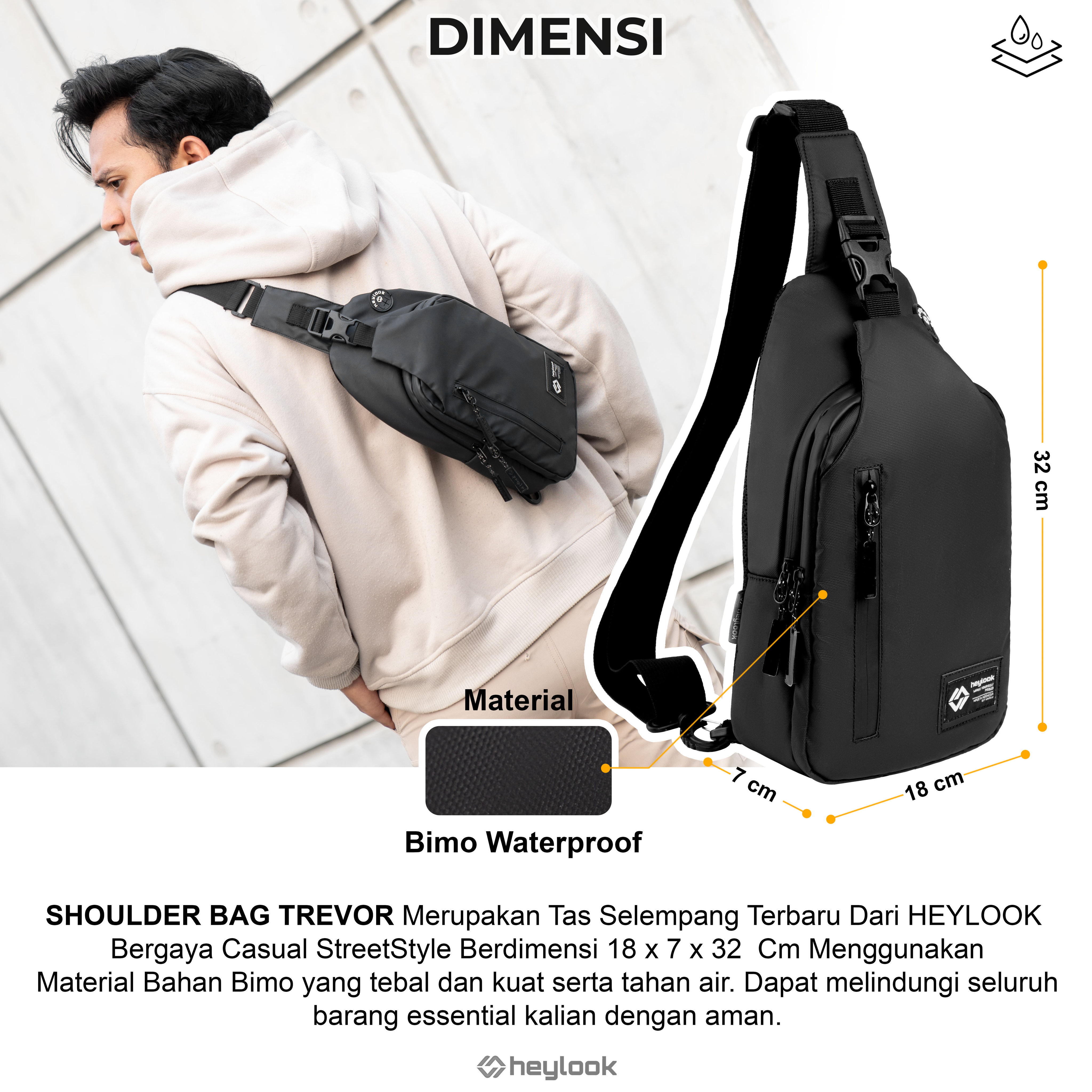 Jual HEYLOOK Official - Sling Bag Pria TREVOR Tas Selempang Cowok Waist ...