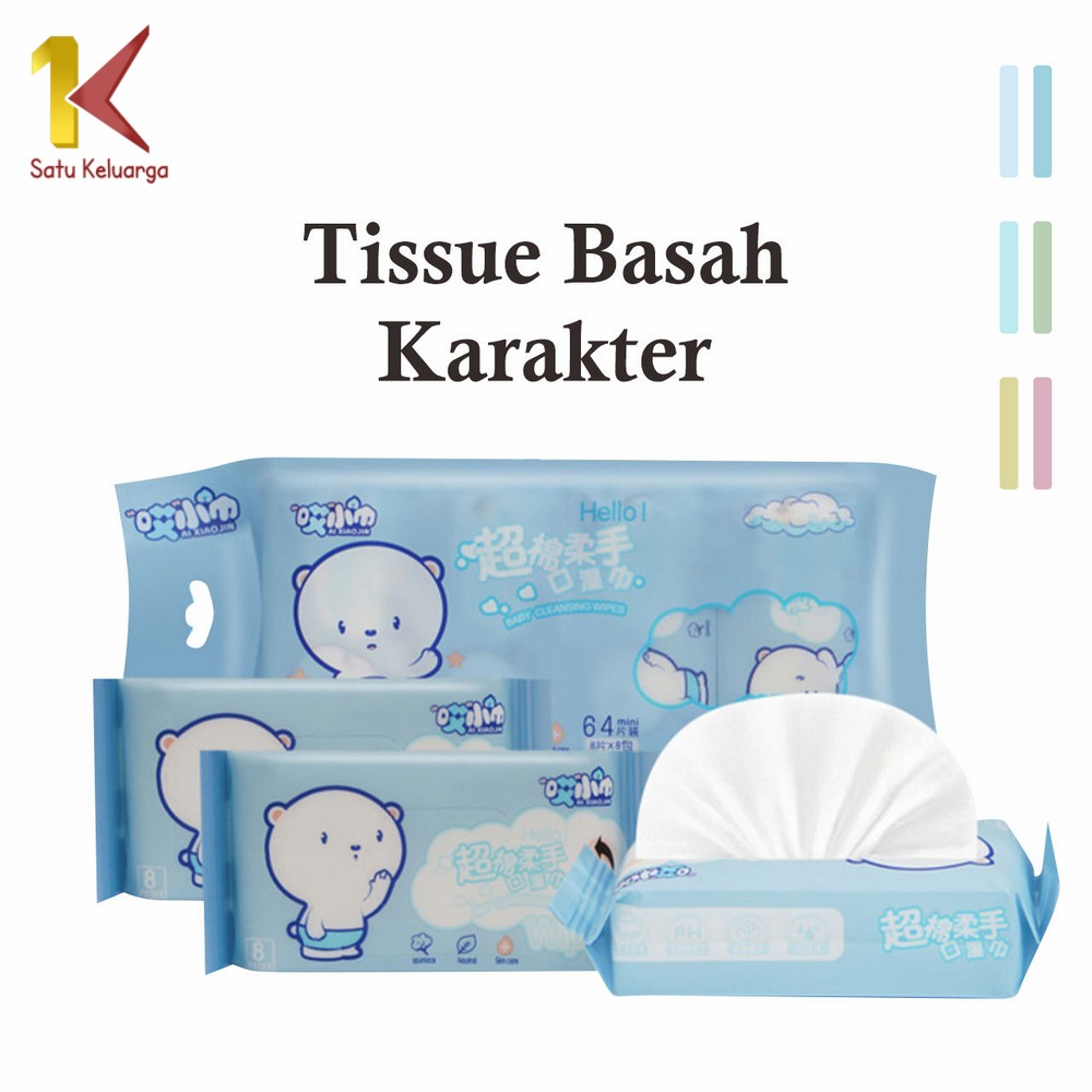 Jual Satu Keluarga Tissue Basah Mini Karakter Travel 8IN1 C949 Tissue ...