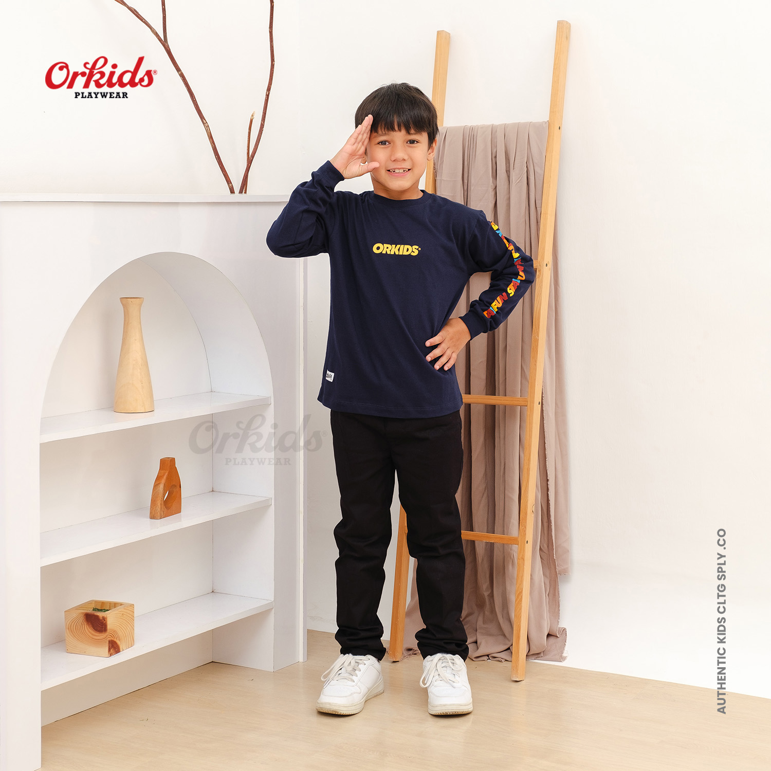 Jual Kaos Anak Lengan Panjang Laki-Laki usia 1 - 12 tahun bahan katun combed 24S Orkids Fun Navy ...