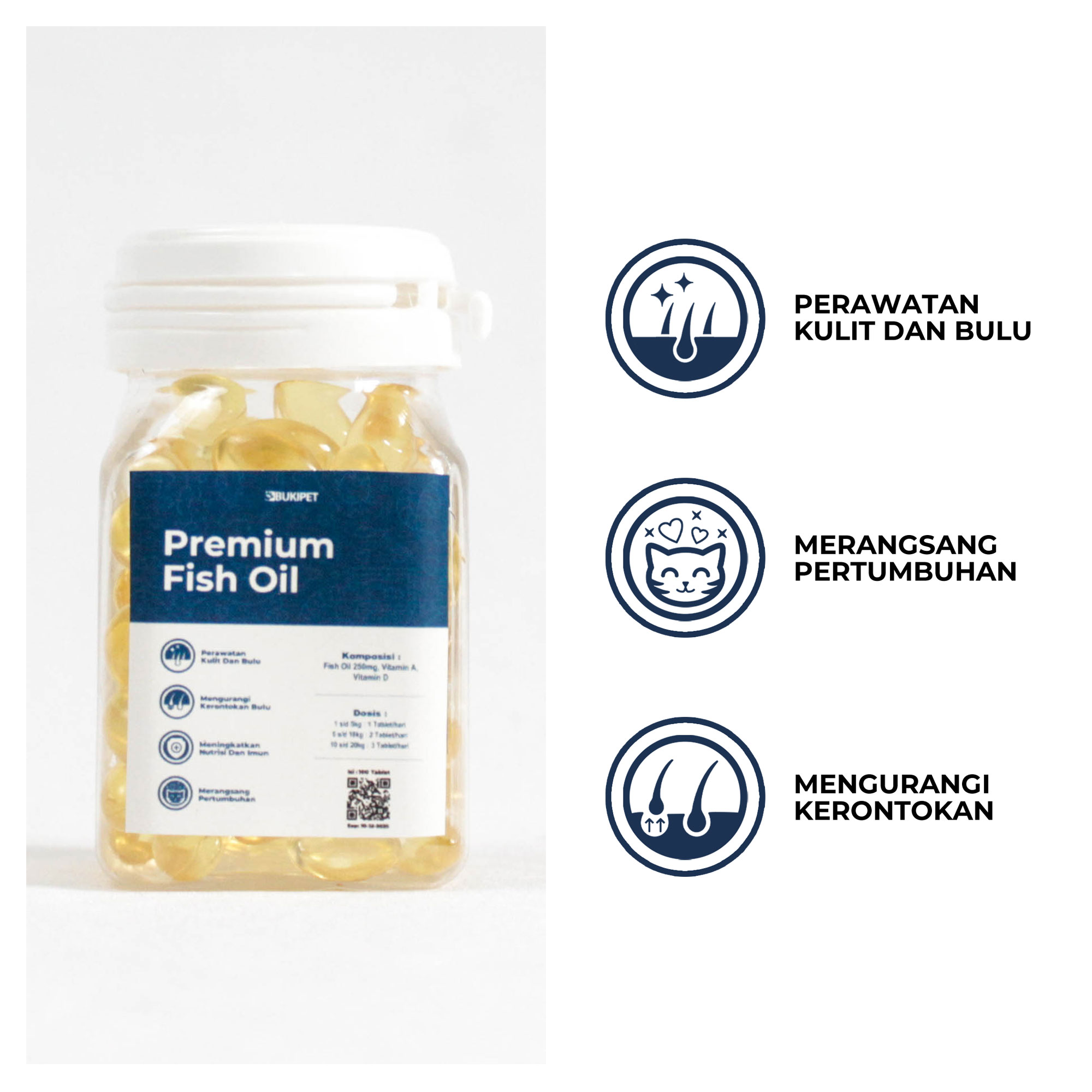 Jual Minyak ikan fish oil vitamin bulu kucing- BUKIPET PREMIUM FISH OIL ...