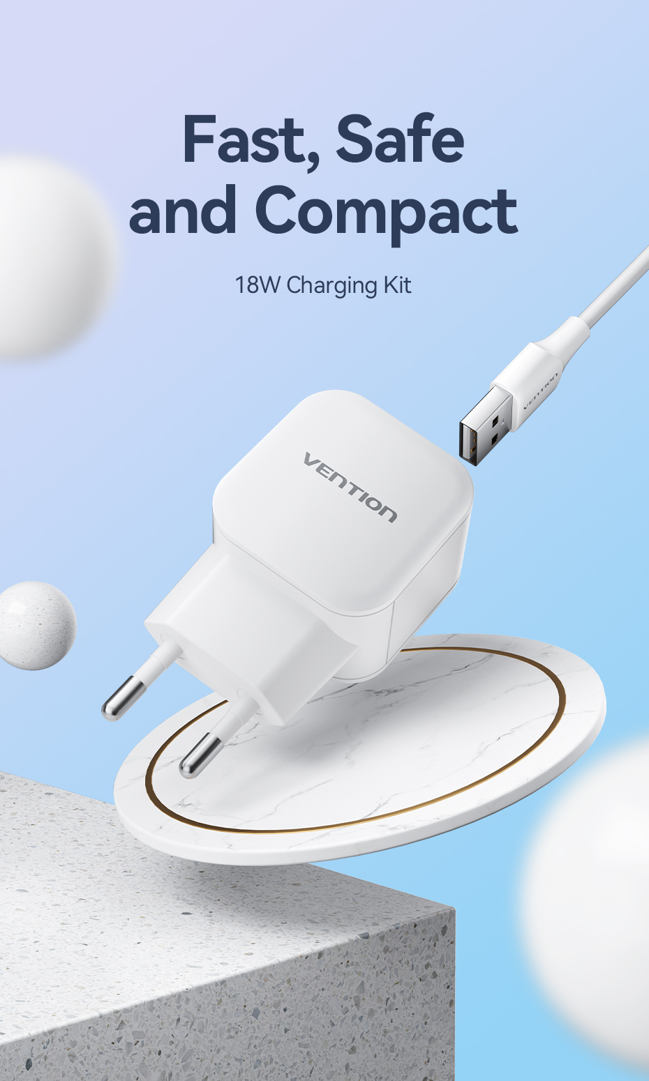 Jual Vention USB Kepala Charger Adaptor Kabel Data USB to Type C Fast ...