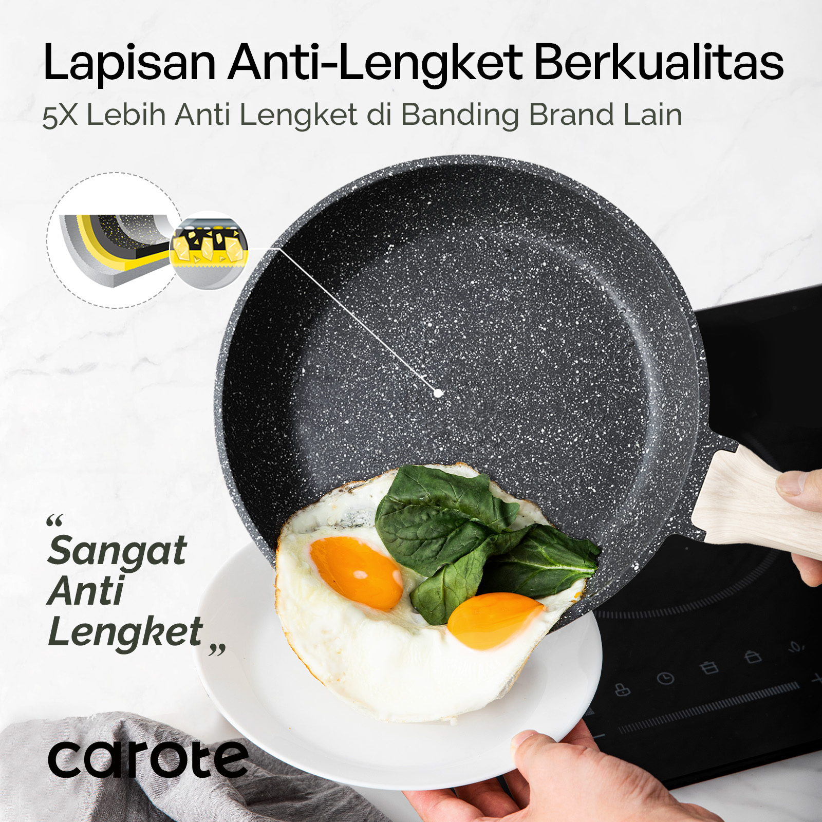 Jual CAROTE Wajan Penggorengan Satuan 20/24/26/28 cm Lapisan Granit ...