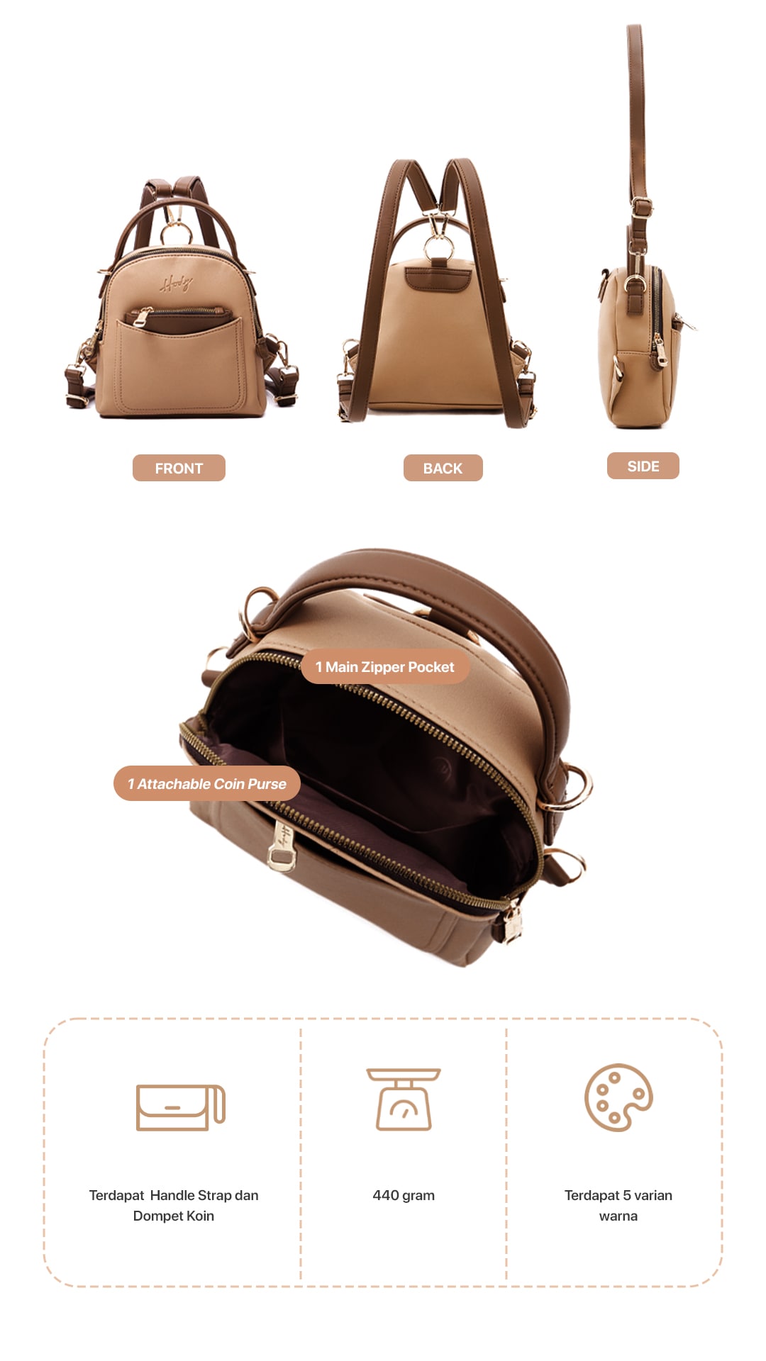 Jual Hody - Tas Ransel Mini Wanita/Tas Backpack Simple Wanita/Tas ...