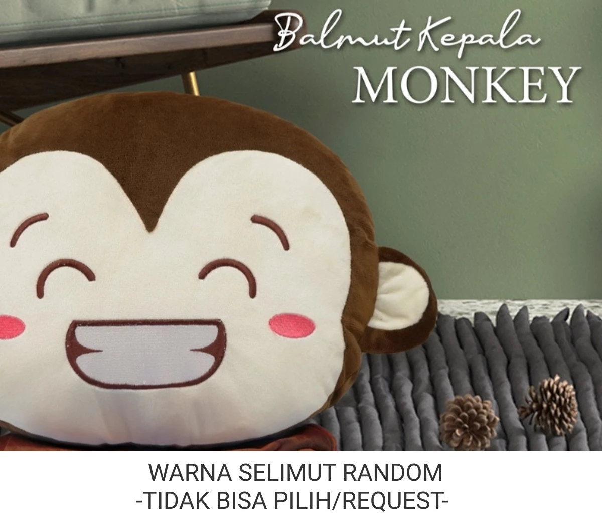 Jual Balmut Bantal Selimut Karakter Kepala Monyet Monkey Warna Brown ...