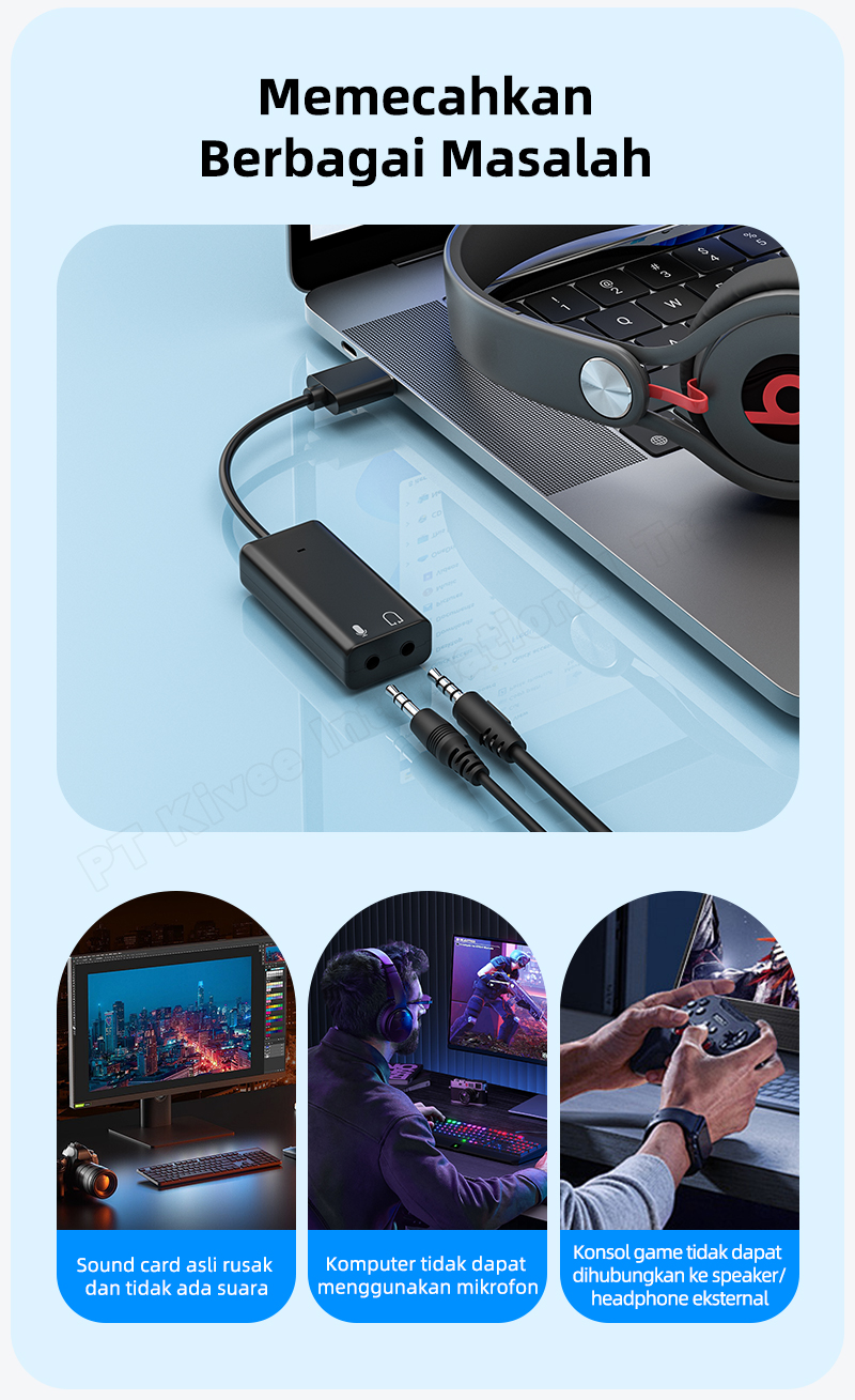 Jual KIVEE Converter microphone Audio Kabel splitter Type C & USB to 3 ...