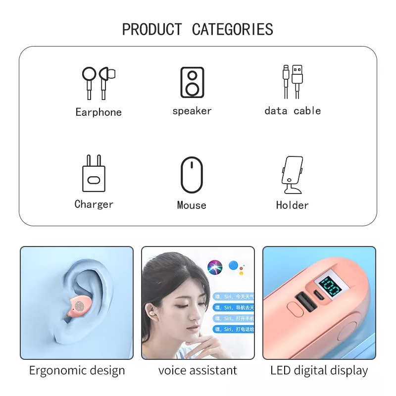Jual Jovitech Headset LED Kipas Powerbank 4 In 1 Wireless Earphone Mini ...