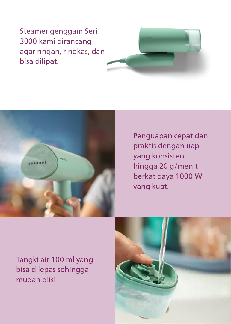 Jual Philips Handheld Steamer STH3010/70 Hijau - Setrika Uap Philips ...