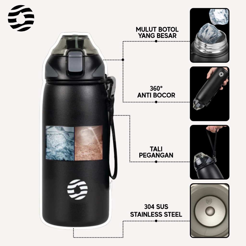 Jual FJbottle - SR2110 Botol Minum Olahraga Stainless Steel 1 Liter ...