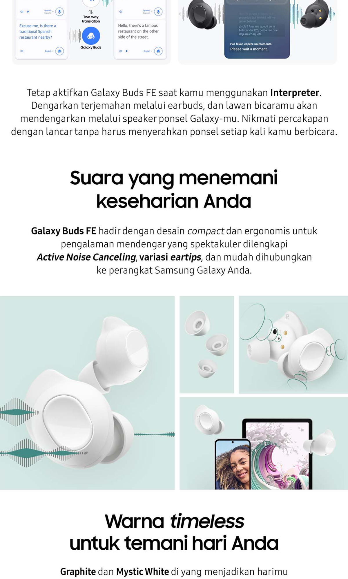 Jual Samsung Galaxy Buds FE - Graphite, Galaxy AI, Handphone AI, Buds ...