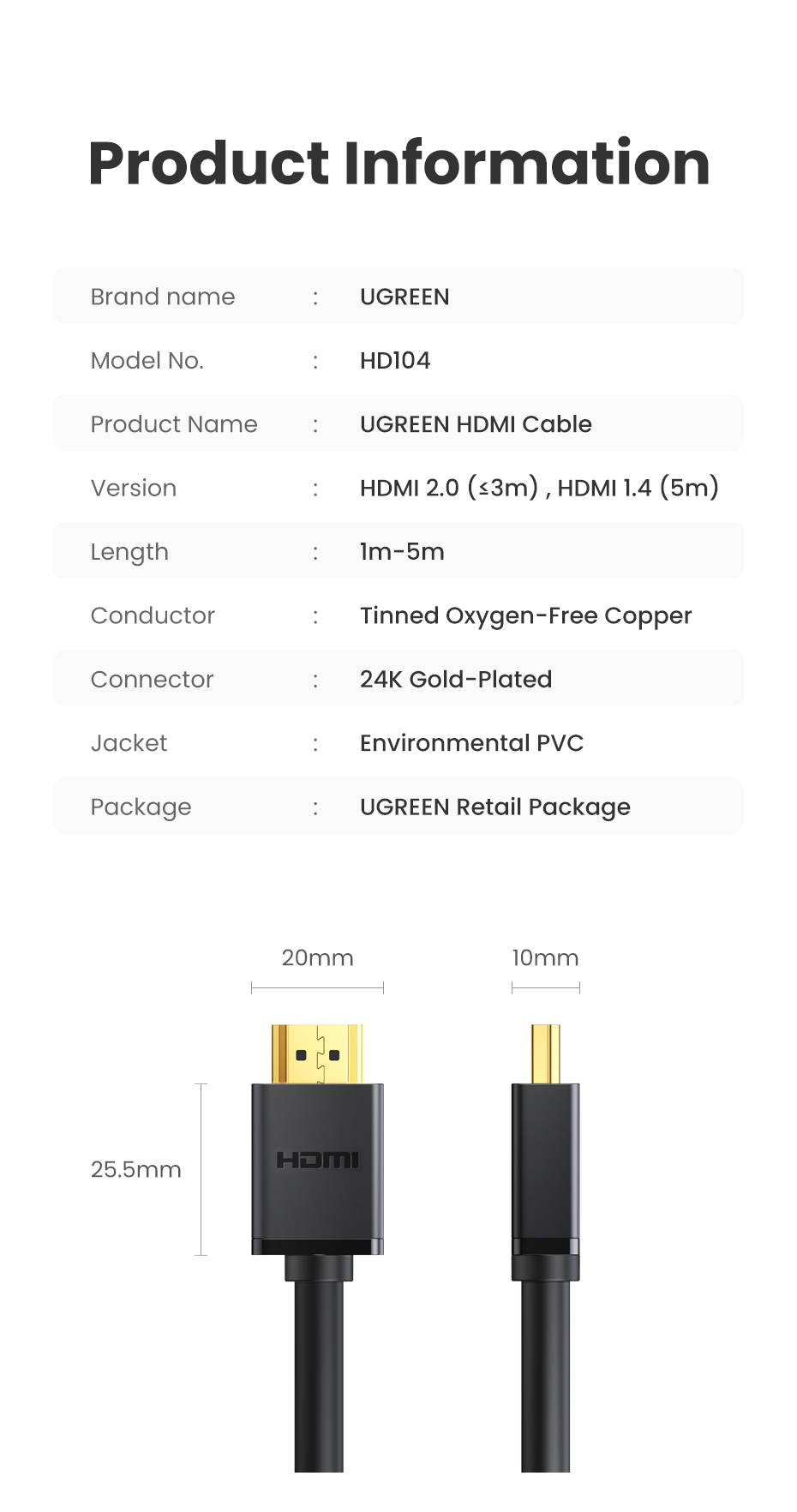 Jual UGREEN HDMI Cable 4K High Speed HDMI 2.0 Cable 4K@60Hz HD 3D ...