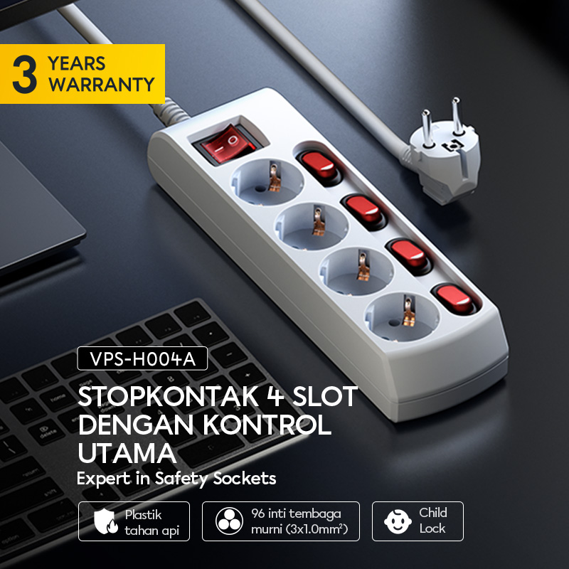 Jual VIVAN Safety Socket VPS-H004A Stop Kontak Saklar Soket 4 lubang ...